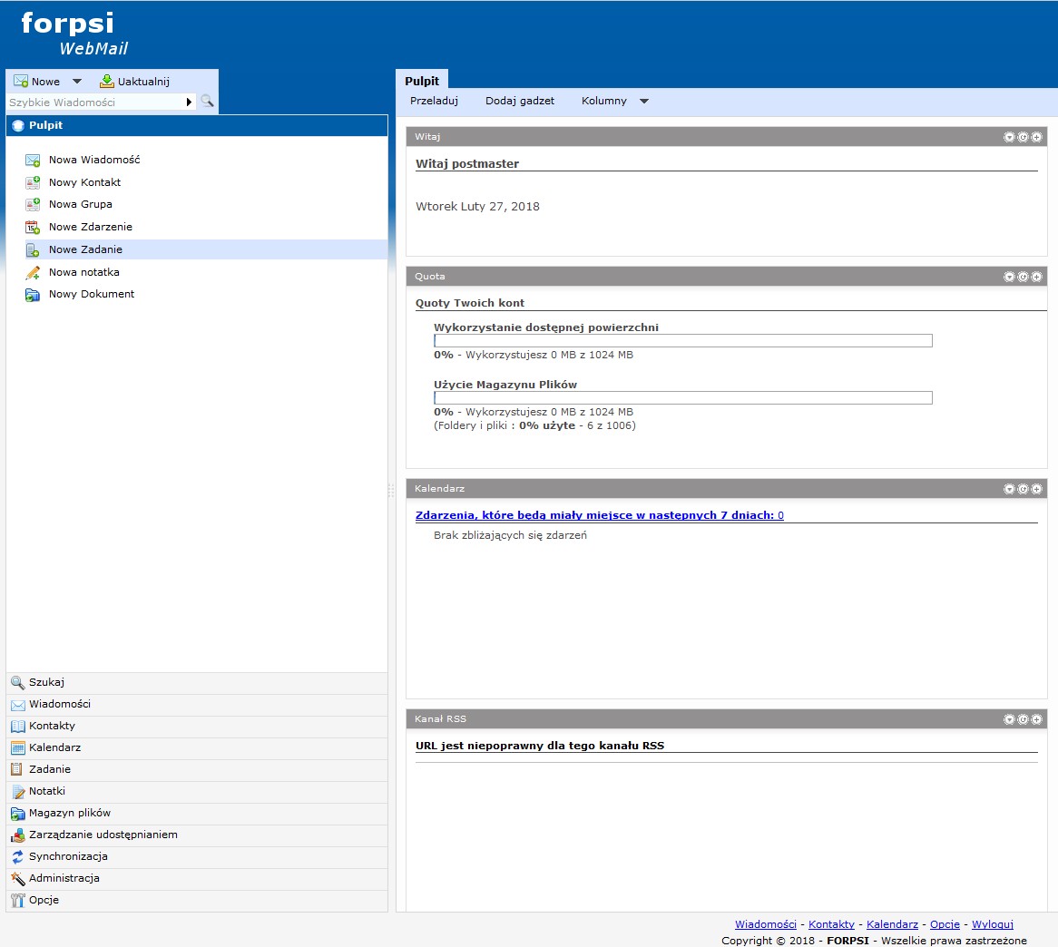 Wersje webmaila - FORPSI.PL
